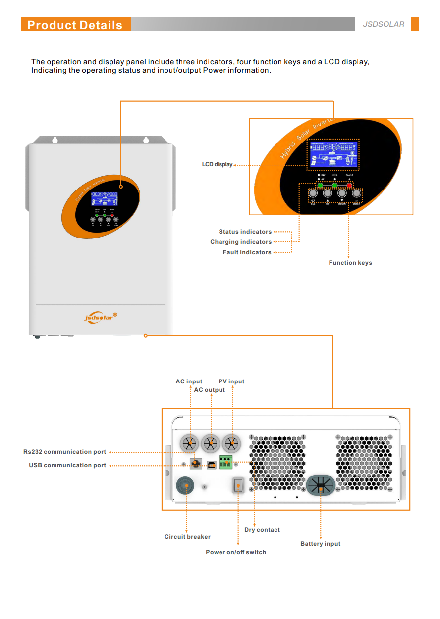 48V 3000w Split Phase Solar Inverter, 110V Output - jsdsolar